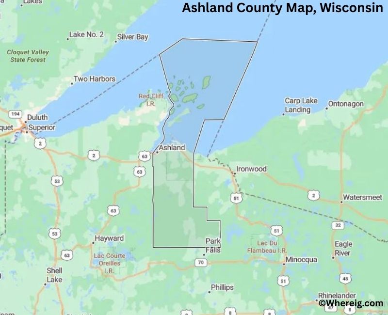 Ashland County Map, Wisconsin - Location, Cities & County Facts