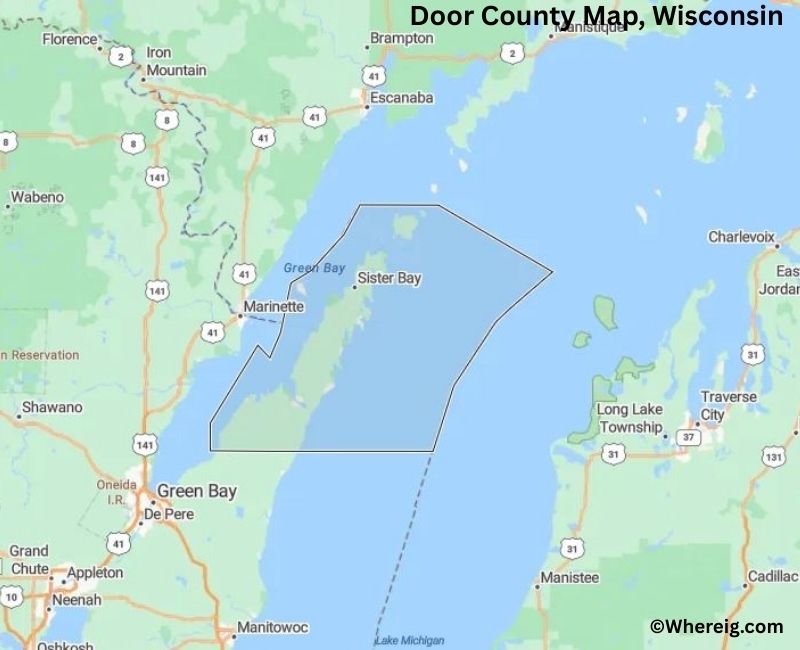 Door County Map, Wisconsin - Location, Cities & County Facts
