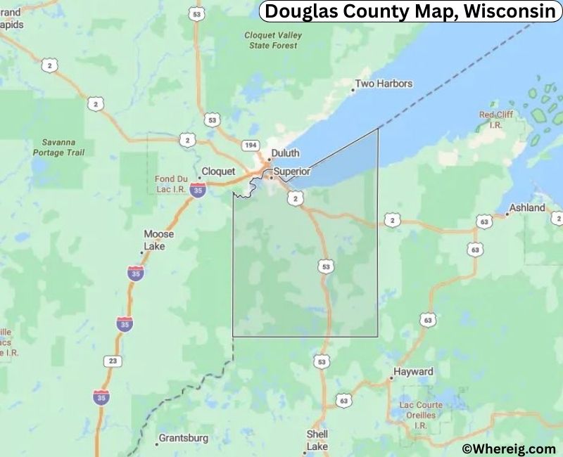 Douglas County Map, Wisconsin - Location, Cities & County Facts