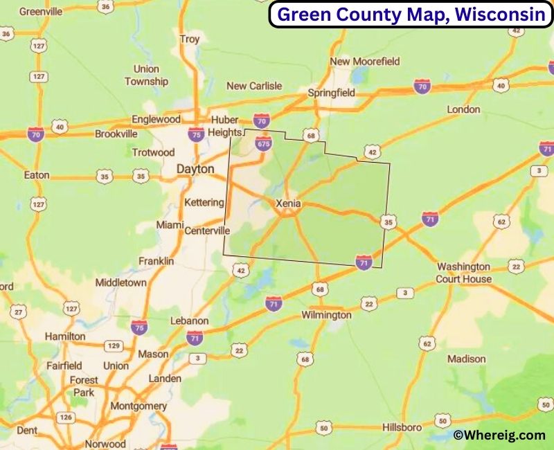 Green County Map, Wisconsin - Location, Cities & County Facts