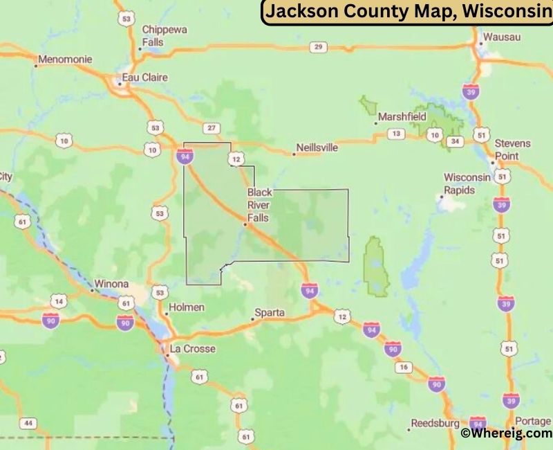 Jackson County Map, Wisconsin - Location, Cities & County Facts