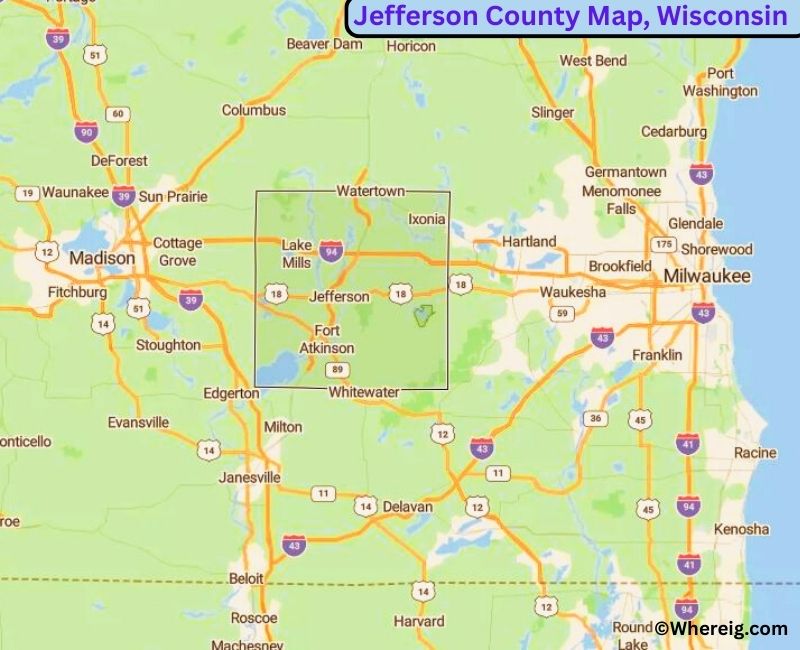 Jefferson County Map, Wisconsin - Location, Cities & County Facts