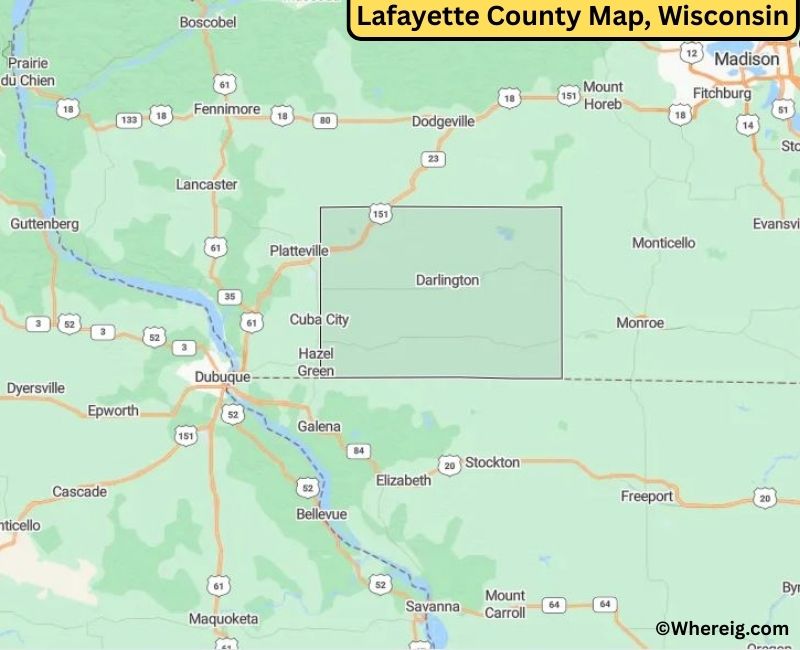 Lafayette County Map, Wisconsin - Location, Cities & County Facts