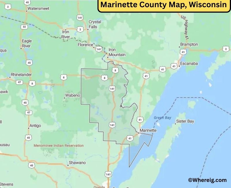 Marinette County Map, Wisconsin - Location, Cities & County Facts