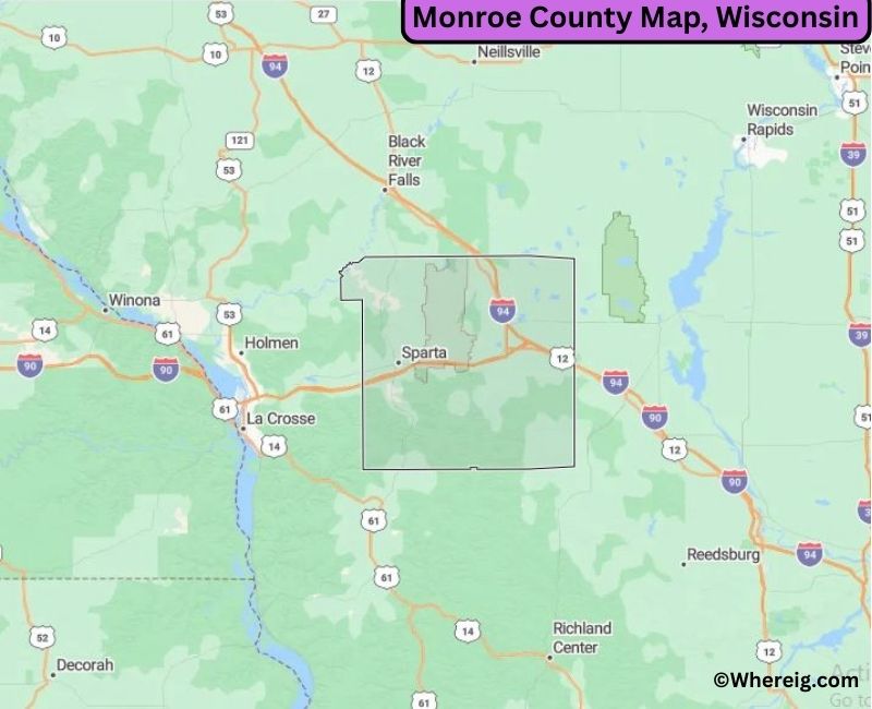 Monroe County Map, Wisconsin - Location, Cities & County Facts