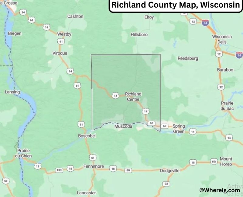 Richland County Map, Wisconsin - Location, Cities & County Facts