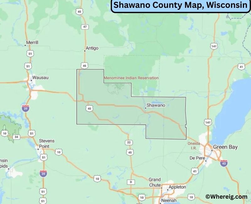 Shawano County Map, Wisconsin - Location, Cities & County Facts
