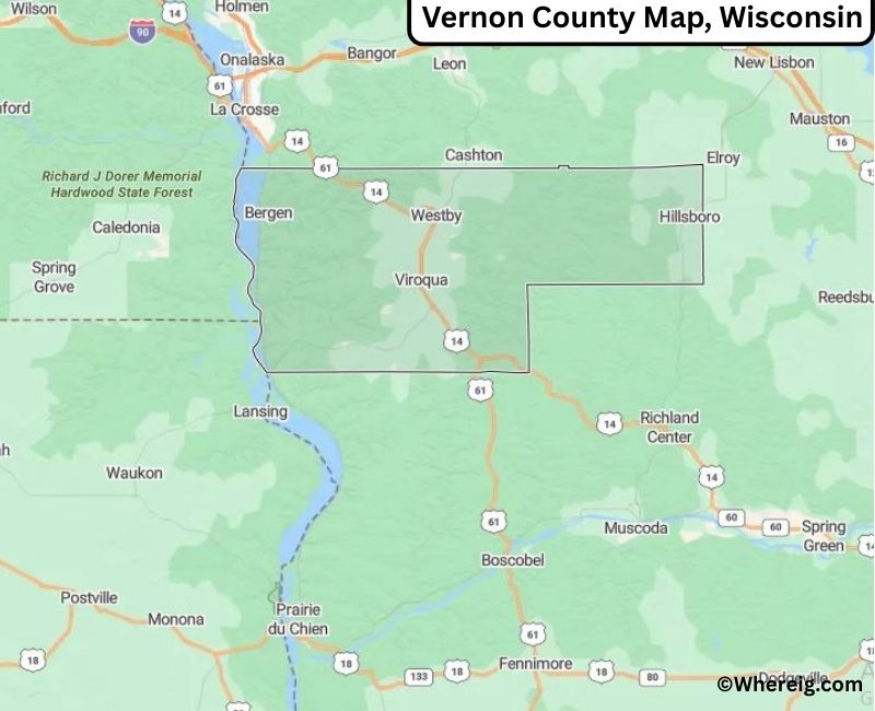 Vernon County Map, Wisconsin - Location, Cities & County Facts