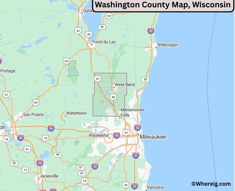 Washington County Map, Wisconsin - Location, Cities & County Facts