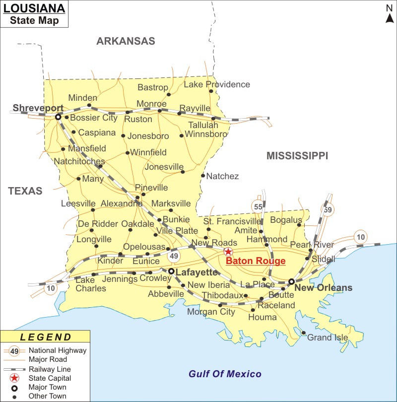 Louisiana Cities Map IUCN Water